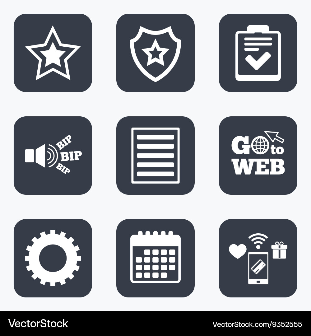 Star and menu list signs checklist gear Royalty Free Vector