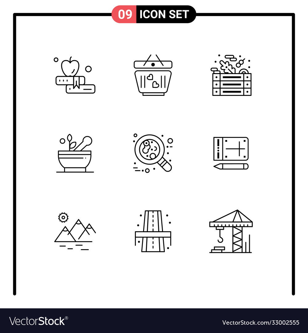 Stock icon pack 9 line signs and symbols Vector Image