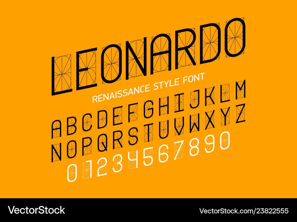 Thin renaissance style font alphabet letters and Vector Image