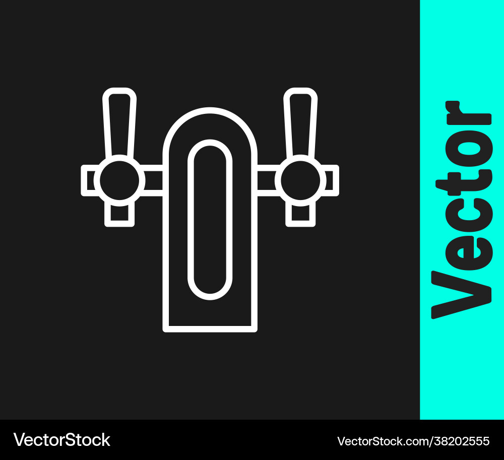 White line beer tap icon isolated on black Vector Image