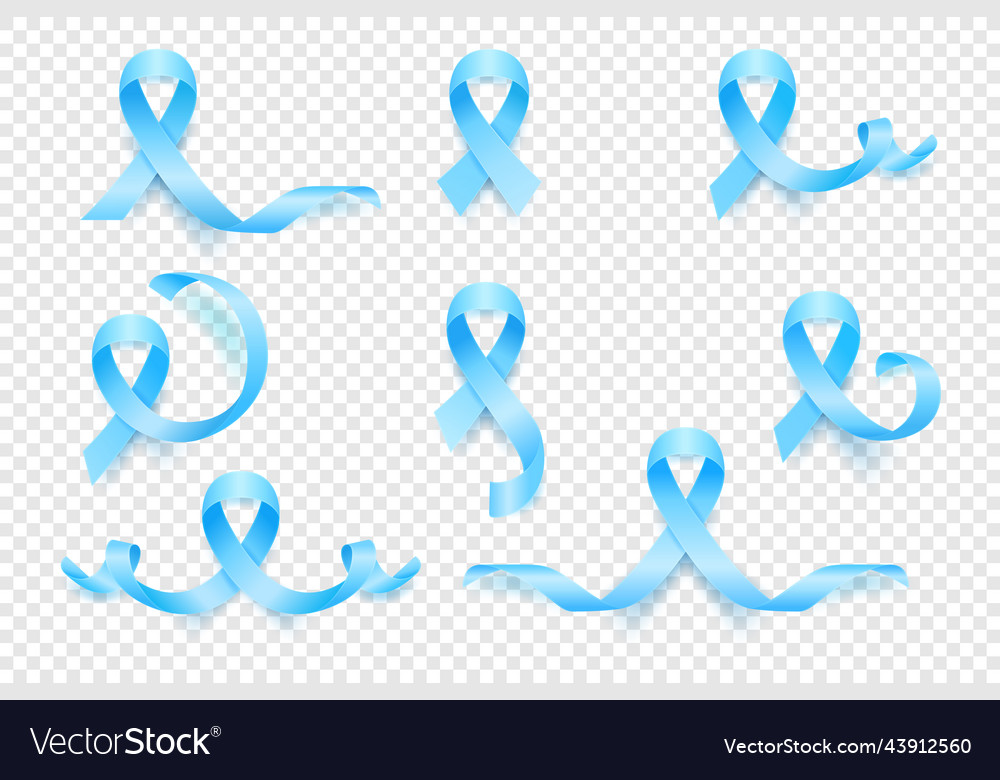 3d realistic blue ribbon set prostate Royalty Free Vector