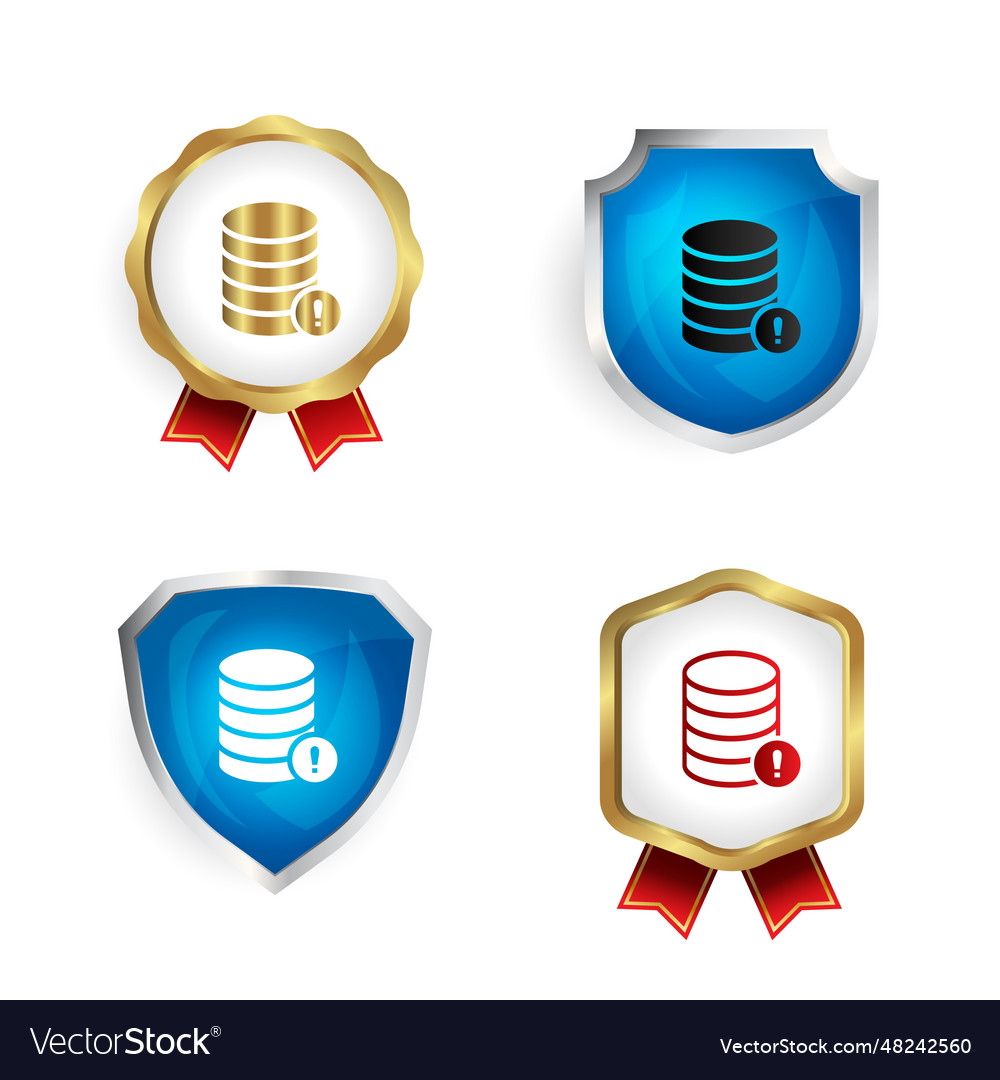 Abstract database error badge and label collection