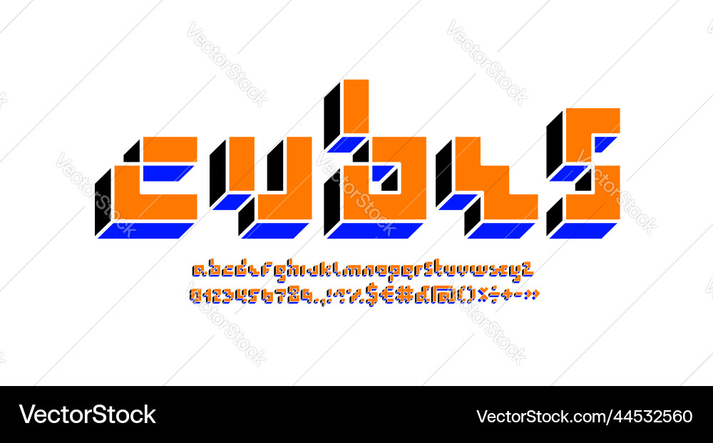 Alphabet made in cubes style font 3d Royalty Free Vector