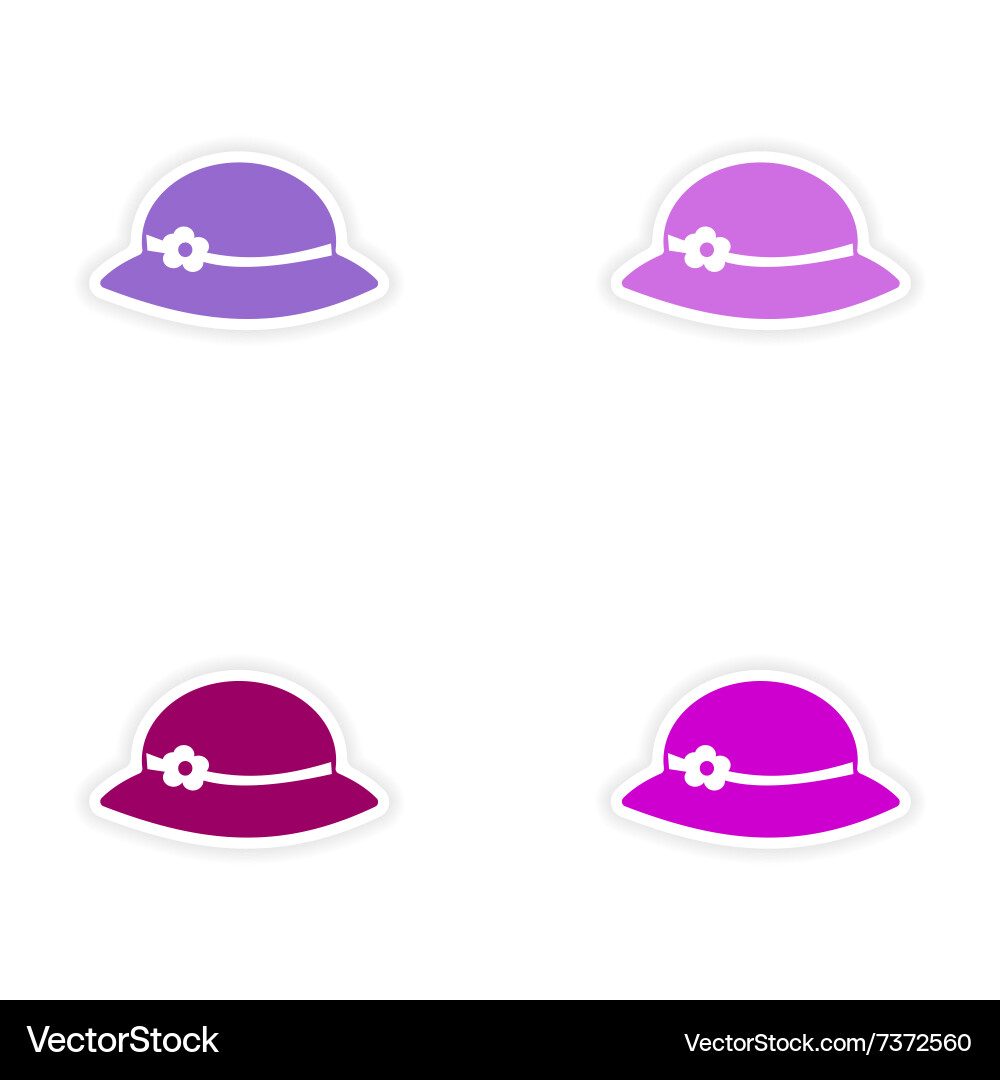 Assembly realistic sticker design on paper hats Vector Image