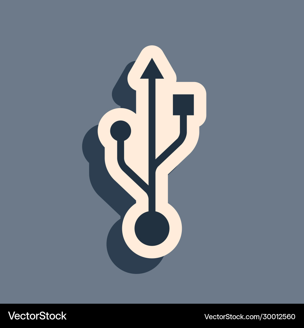 Black usb symbol icon isolated on grey background Vector Image