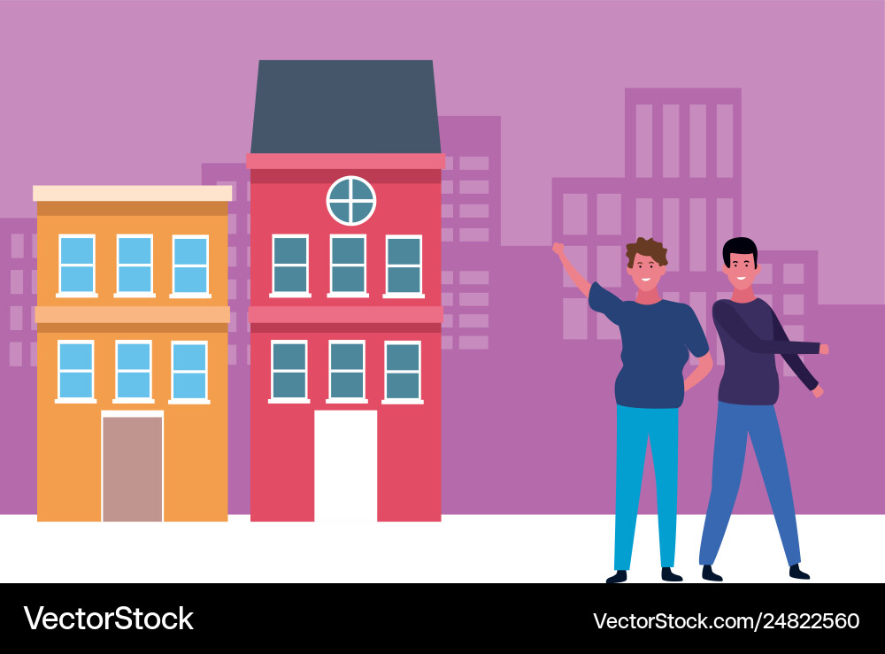 Friends men greeting and smiling Royalty Free Vector Image
