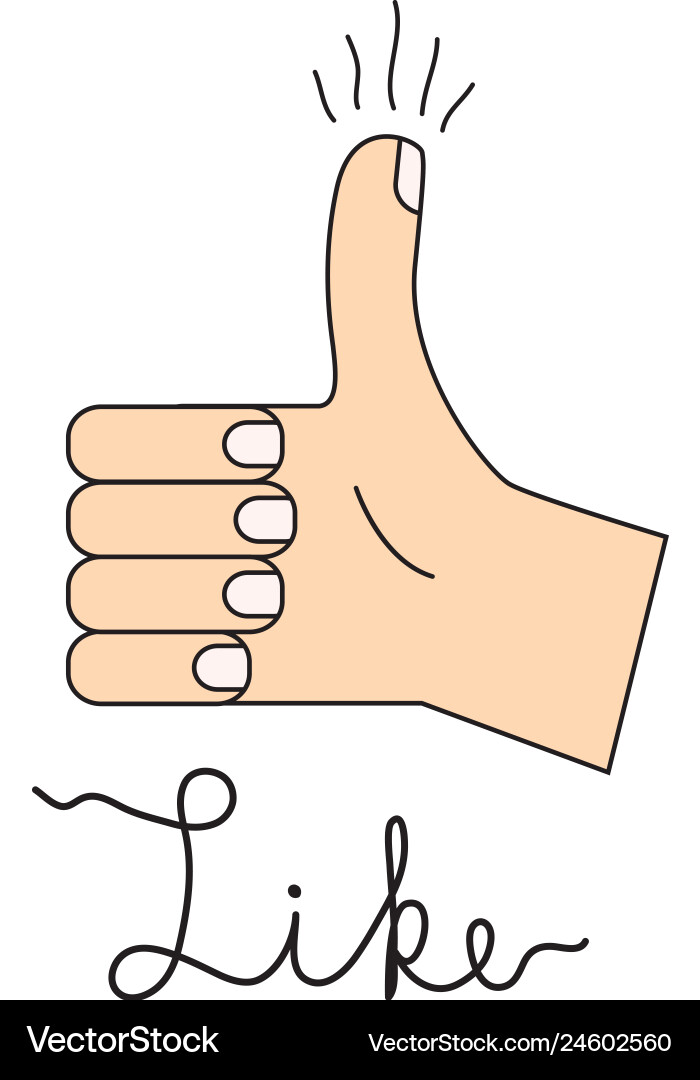 Like-hand sign with raised thumb Royalty Free Vector Image