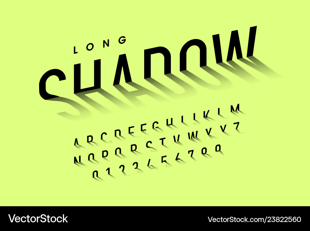 Long shadow style font alphabet letters and Vector Image