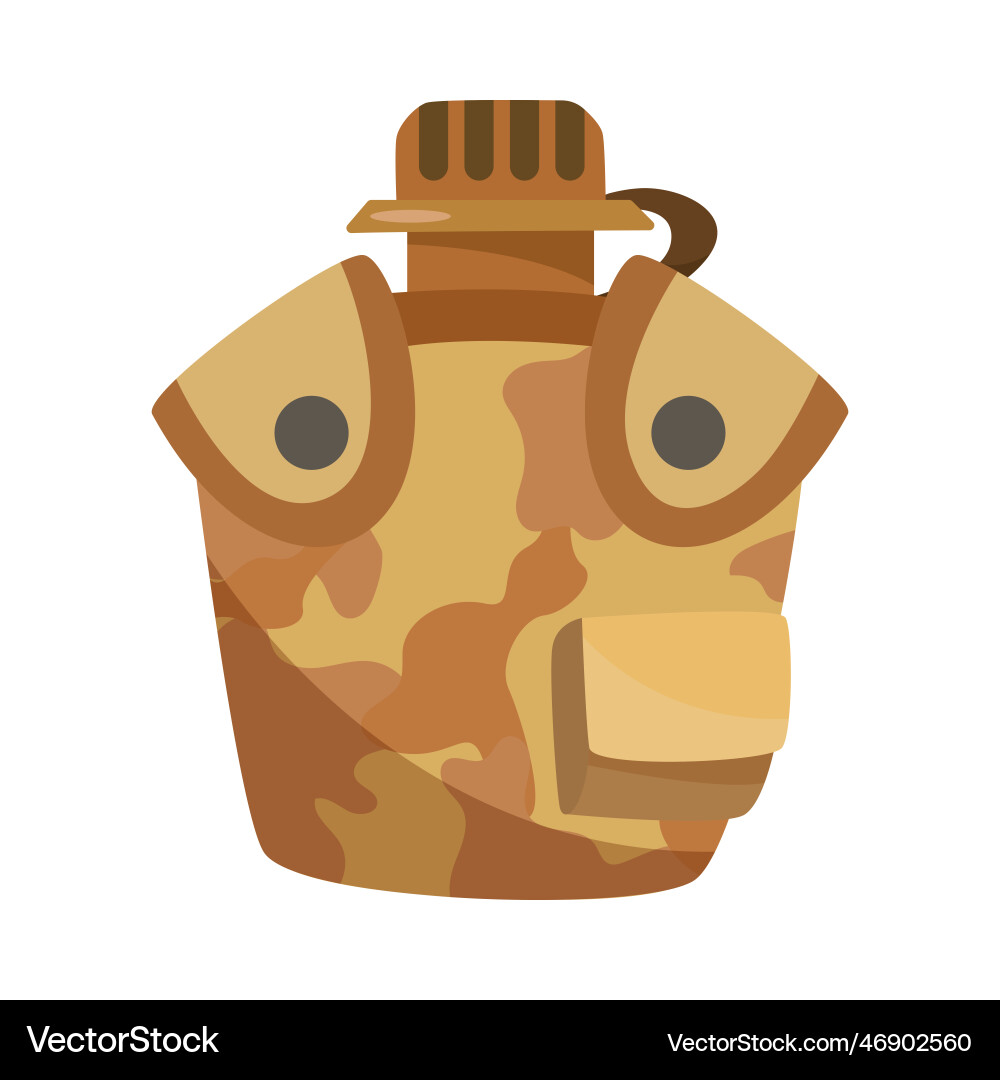 Military flask with camouflage pattern cartoon Vector Image