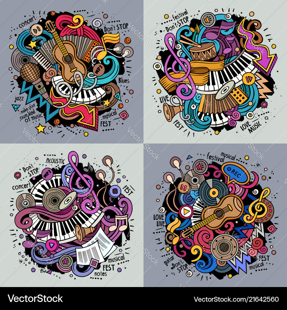 Music cartoon doodle Royalty Free Vector Image