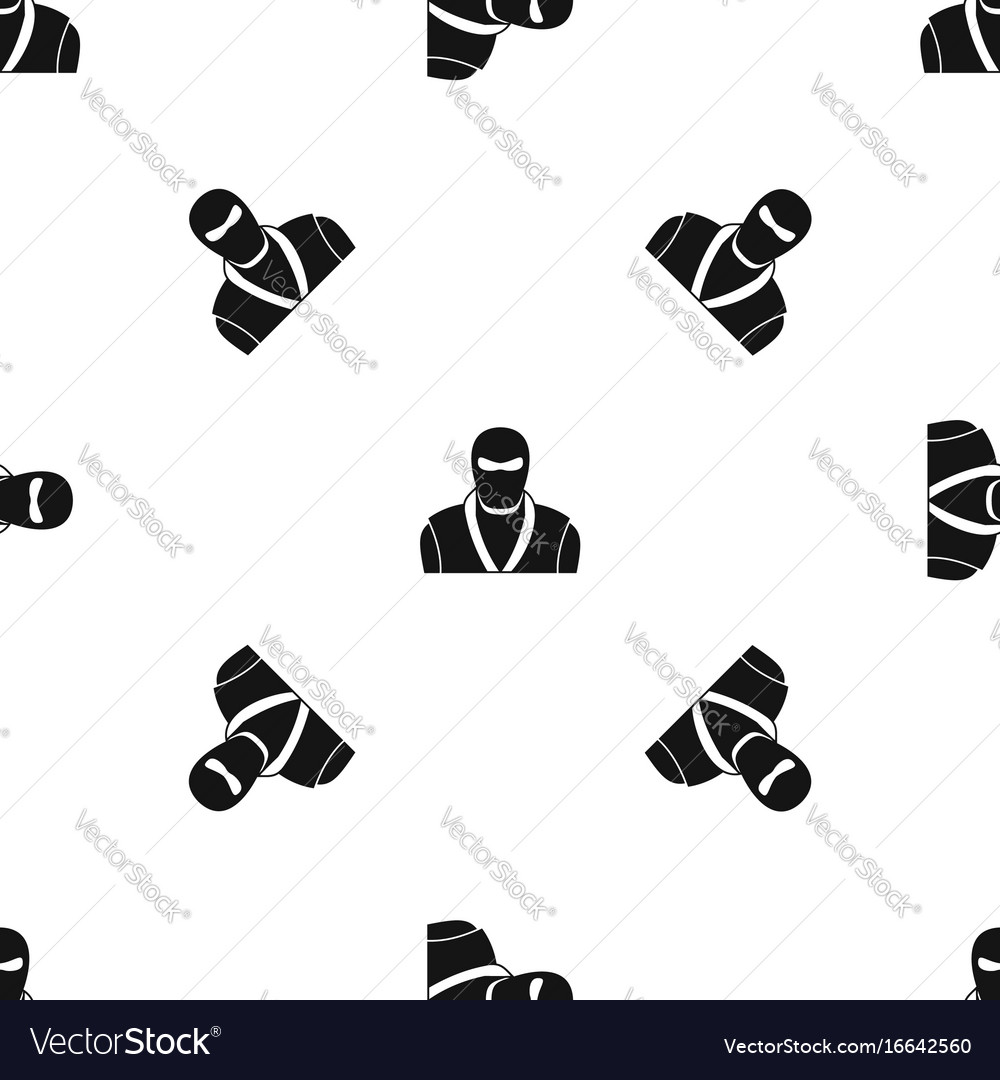 Ninja In Black Mask Pattern Seamless Royalty Free Vector