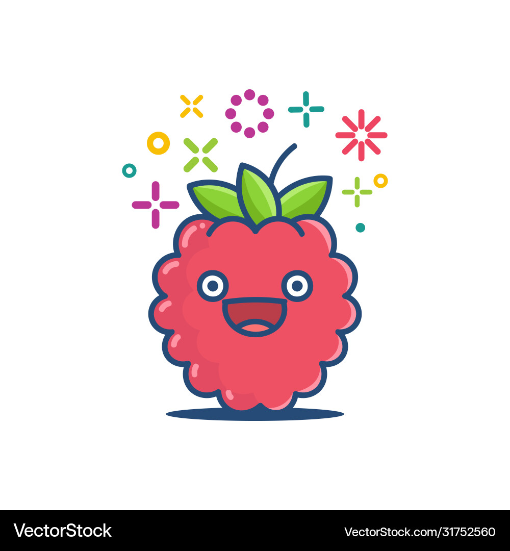 Raspberry kawaii emoticon cartoon Royalty Free Vector Image