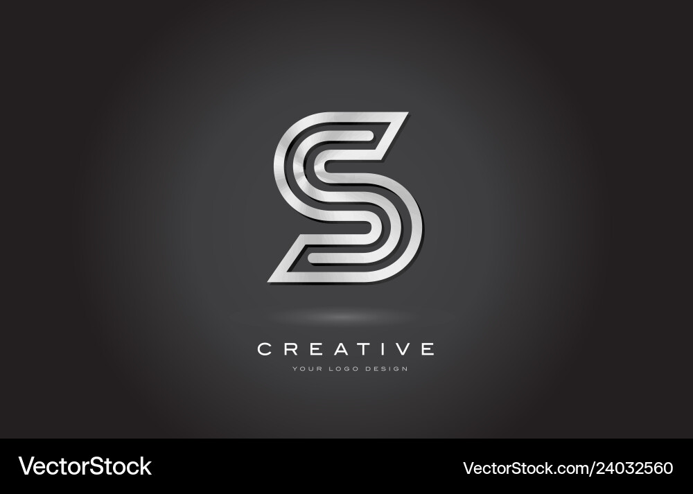 S silver steel letter monogram logo design Vector Image
