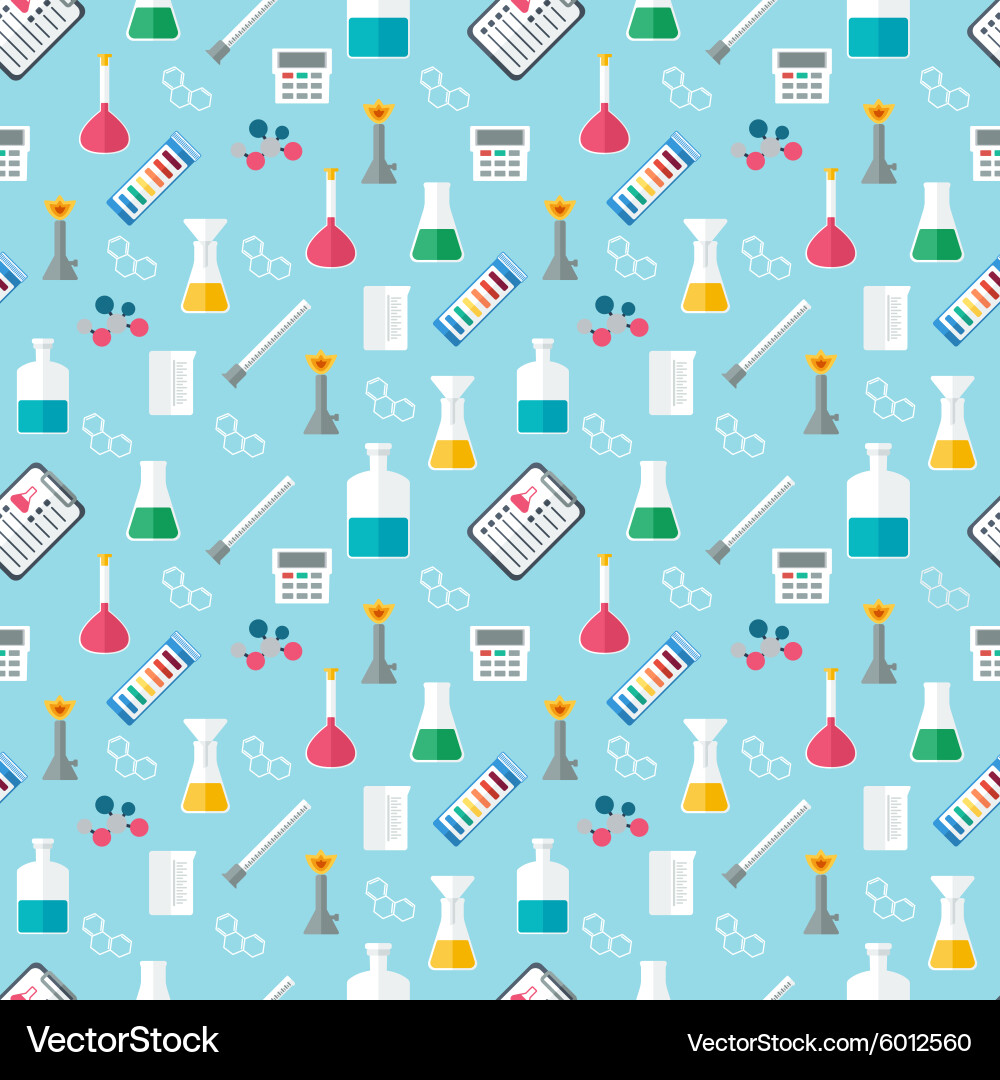 Seamless chemical pattern chemical glassware Vector Image