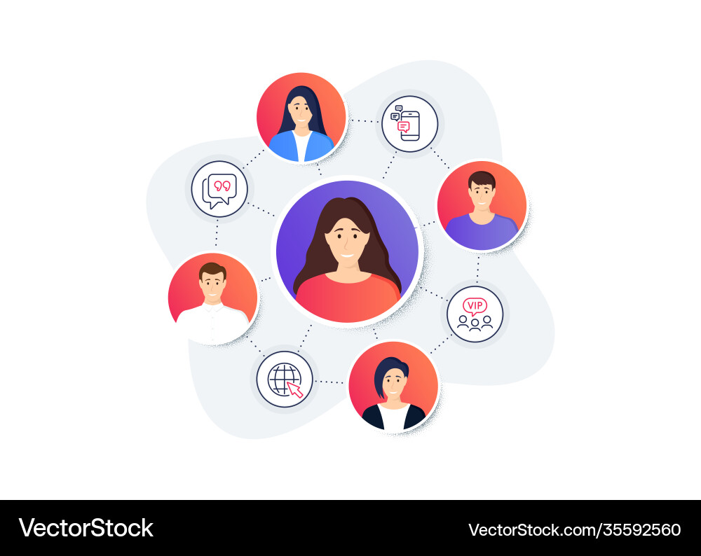 Set line icons such as vip clients Royalty Free Vector Image