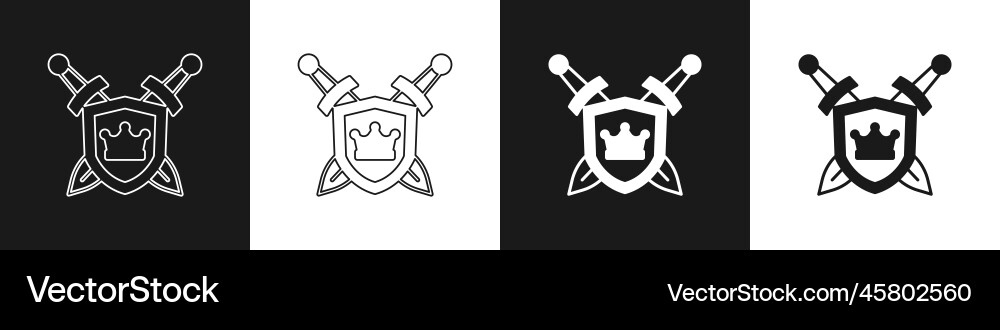 Set medieval shield with crossed swords icon Vector Image