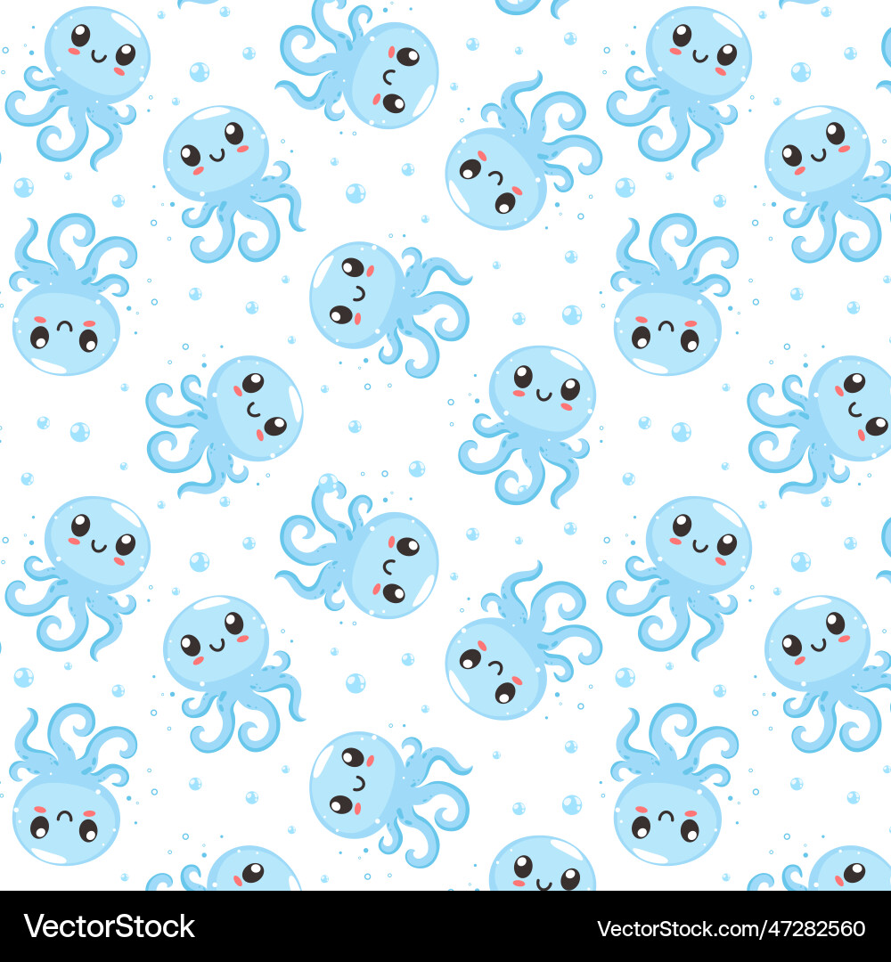 Summer cute seamless patterns with sea animals Vector Image