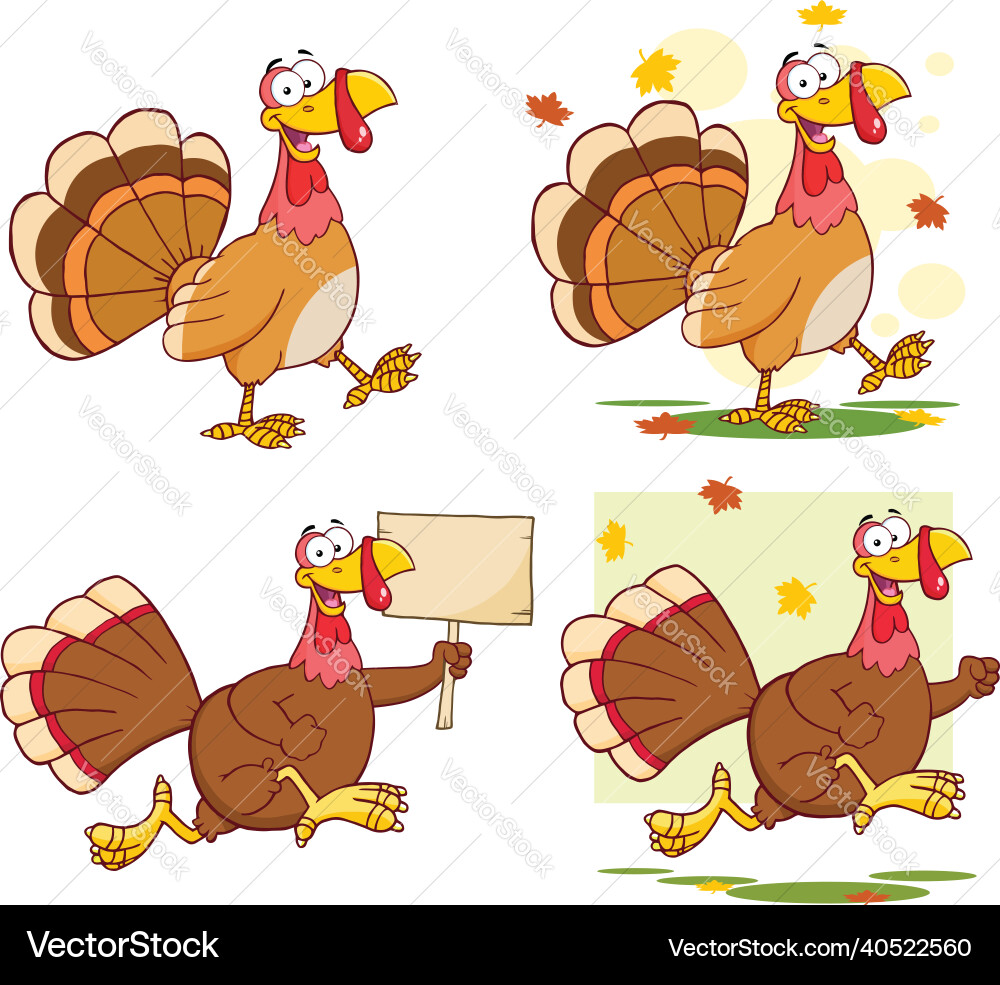 Turkey bird classic character set 1 collection Vector Image