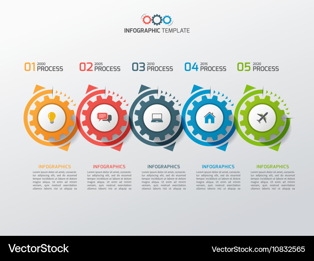 Business infographic template with gears 5 Vector Image