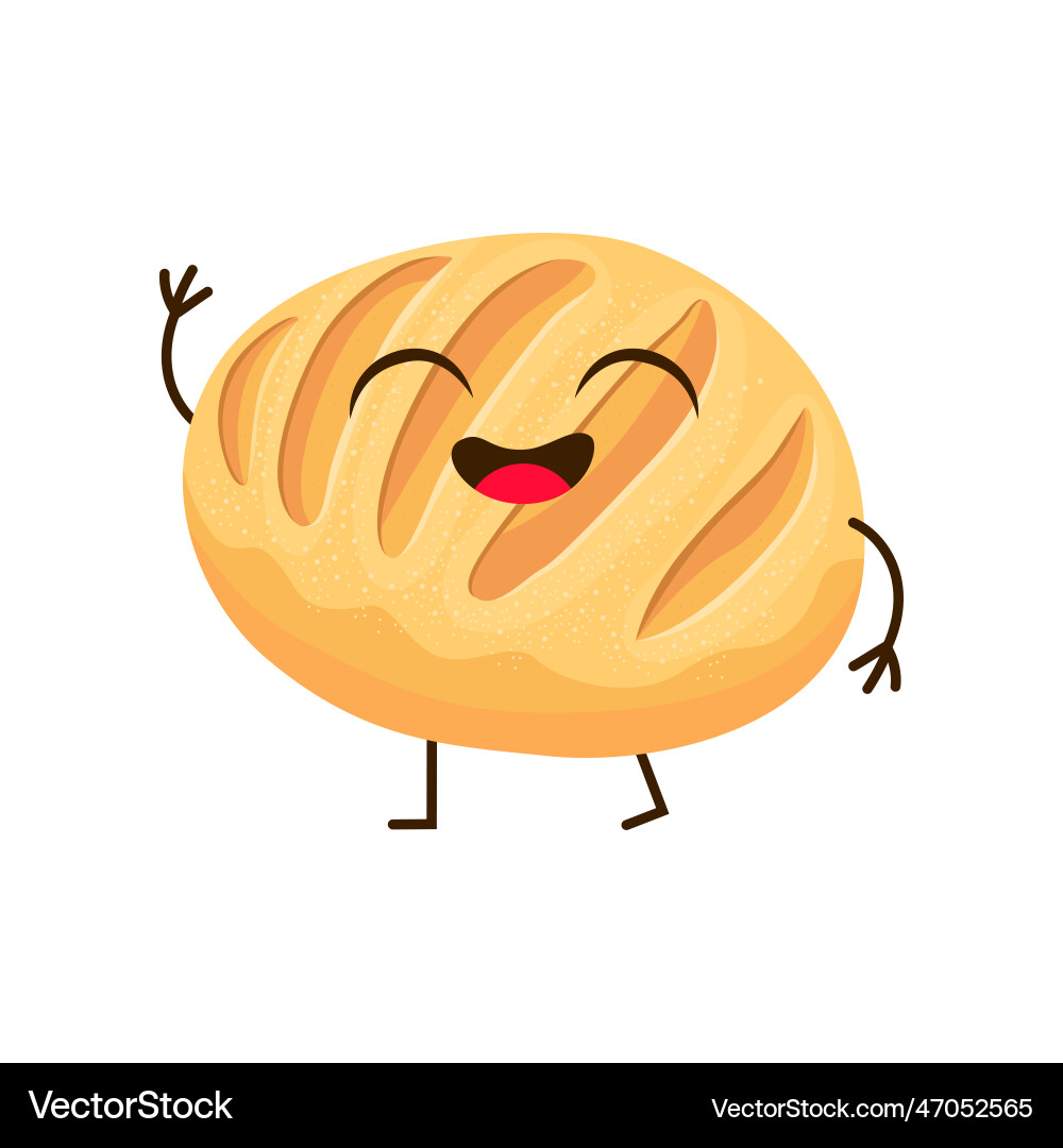 Cute bread ciabatta cartoon character Royalty Free Vector