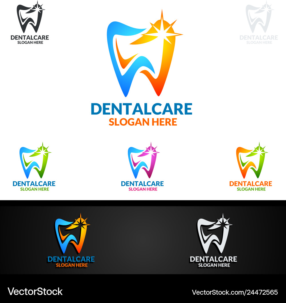 Dental logo with tooth abstract design template Vector Image