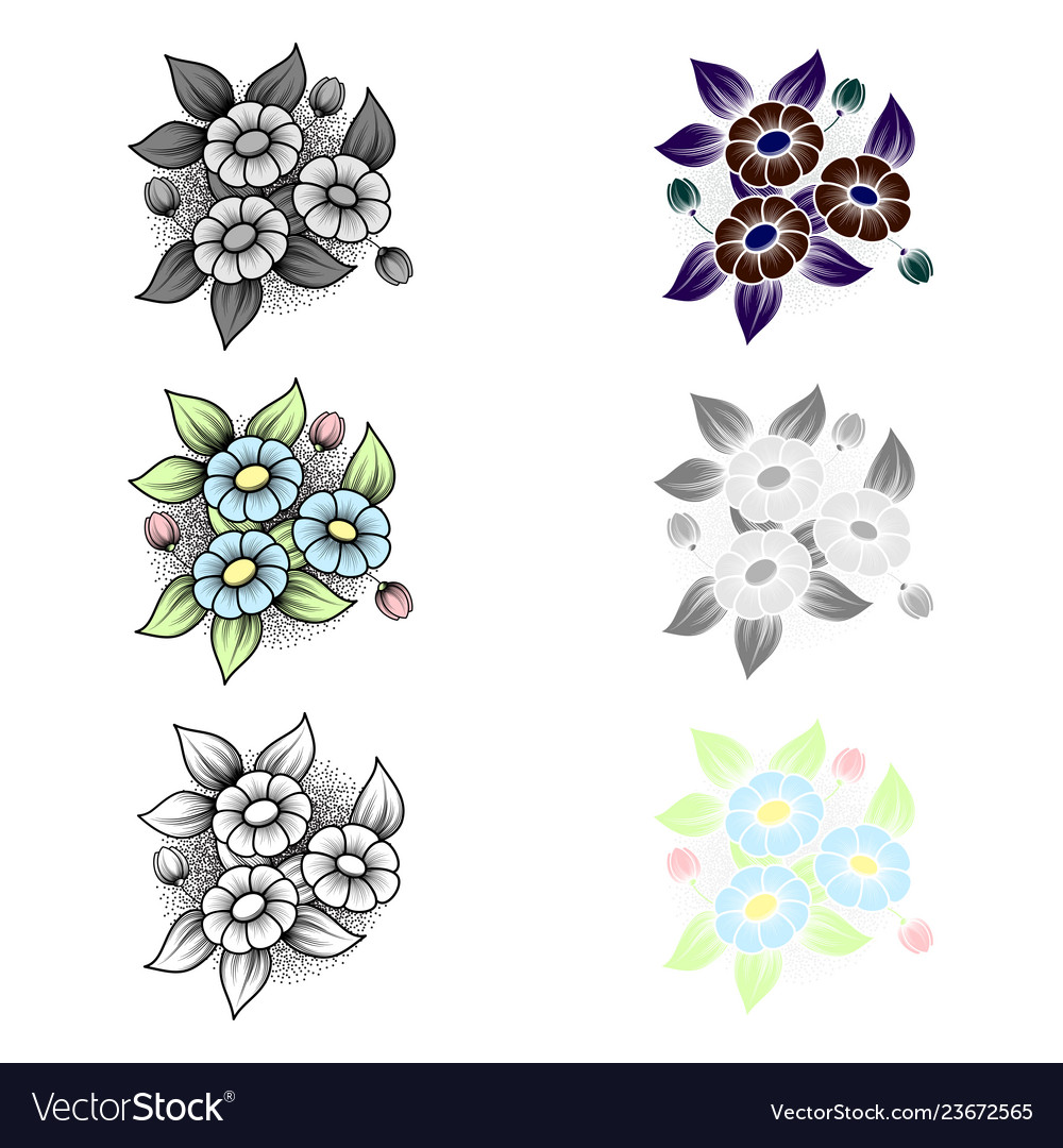 Different three daisy patterns Royalty Free Vector Image