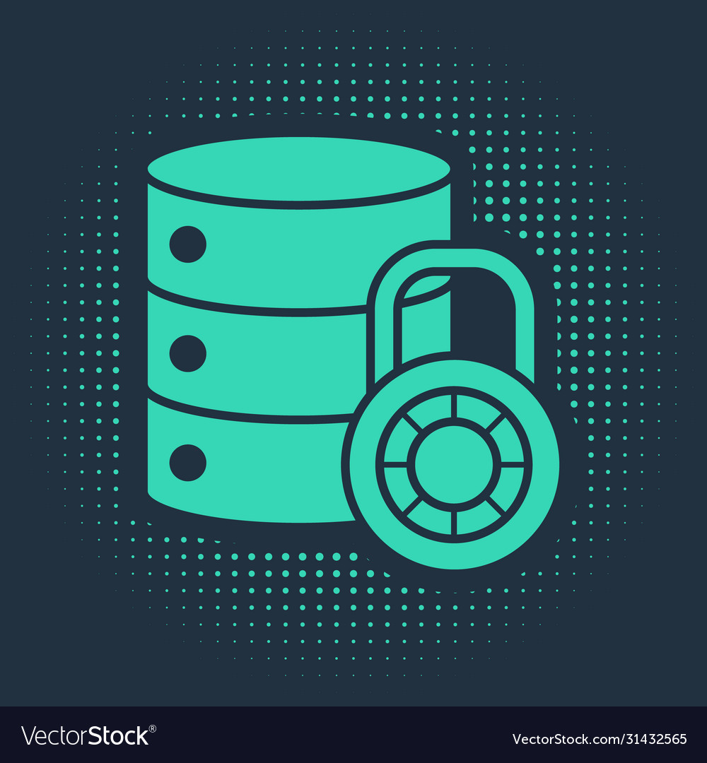 Green server security with closed padlock icon Vector Image