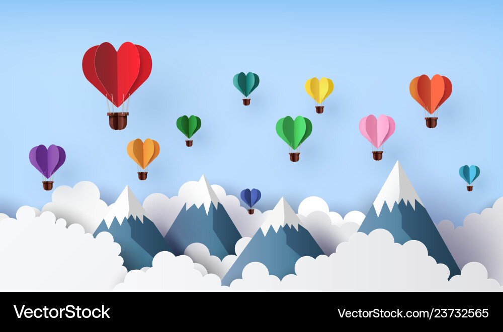 Hot air balloon in a heart shape Royalty Free Vector Image