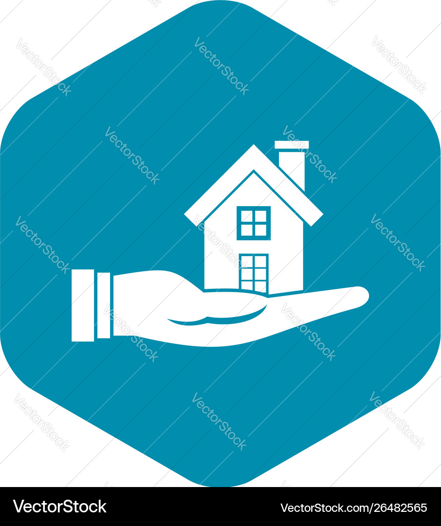 House in hand icon simple style Royalty Free Vector Image