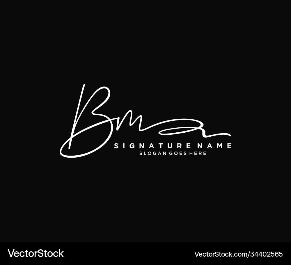 Letter bm signature logo template Royalty Free Vector Image