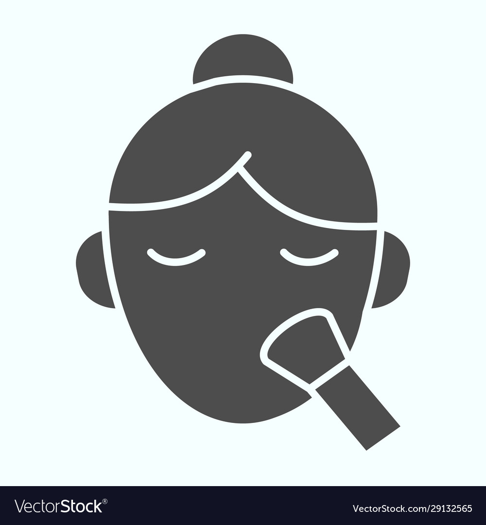 Makeup solid icon doing with brush Royalty Free Vector Image