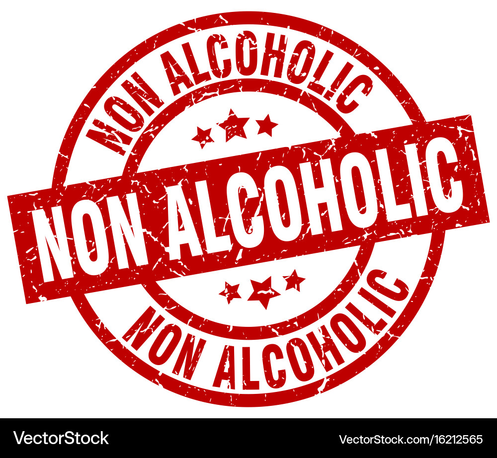 Non alcoholic round red grunge stamp Royalty Free Vector