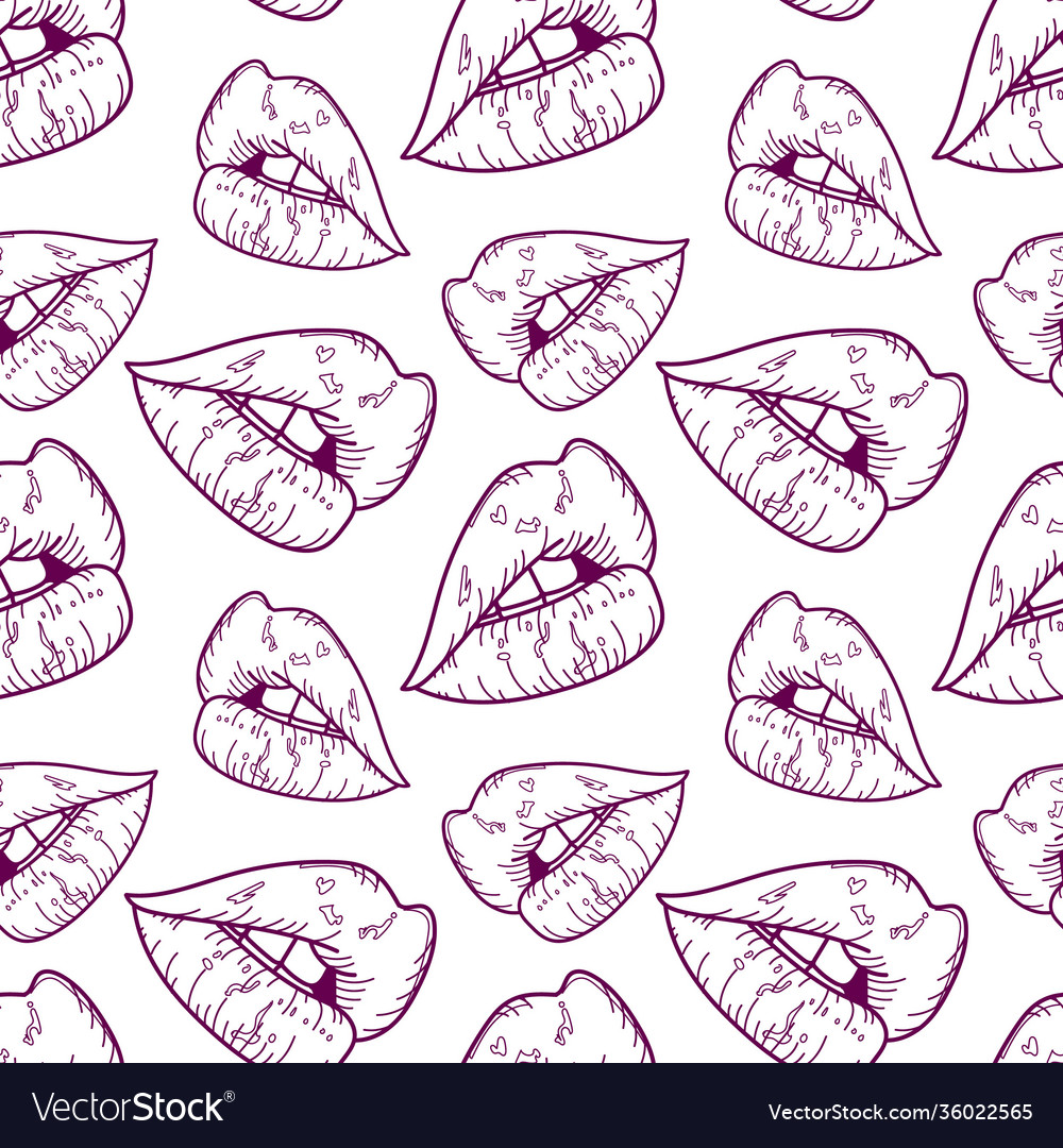 Outline lips seamless pattern Royalty Free Vector Image
