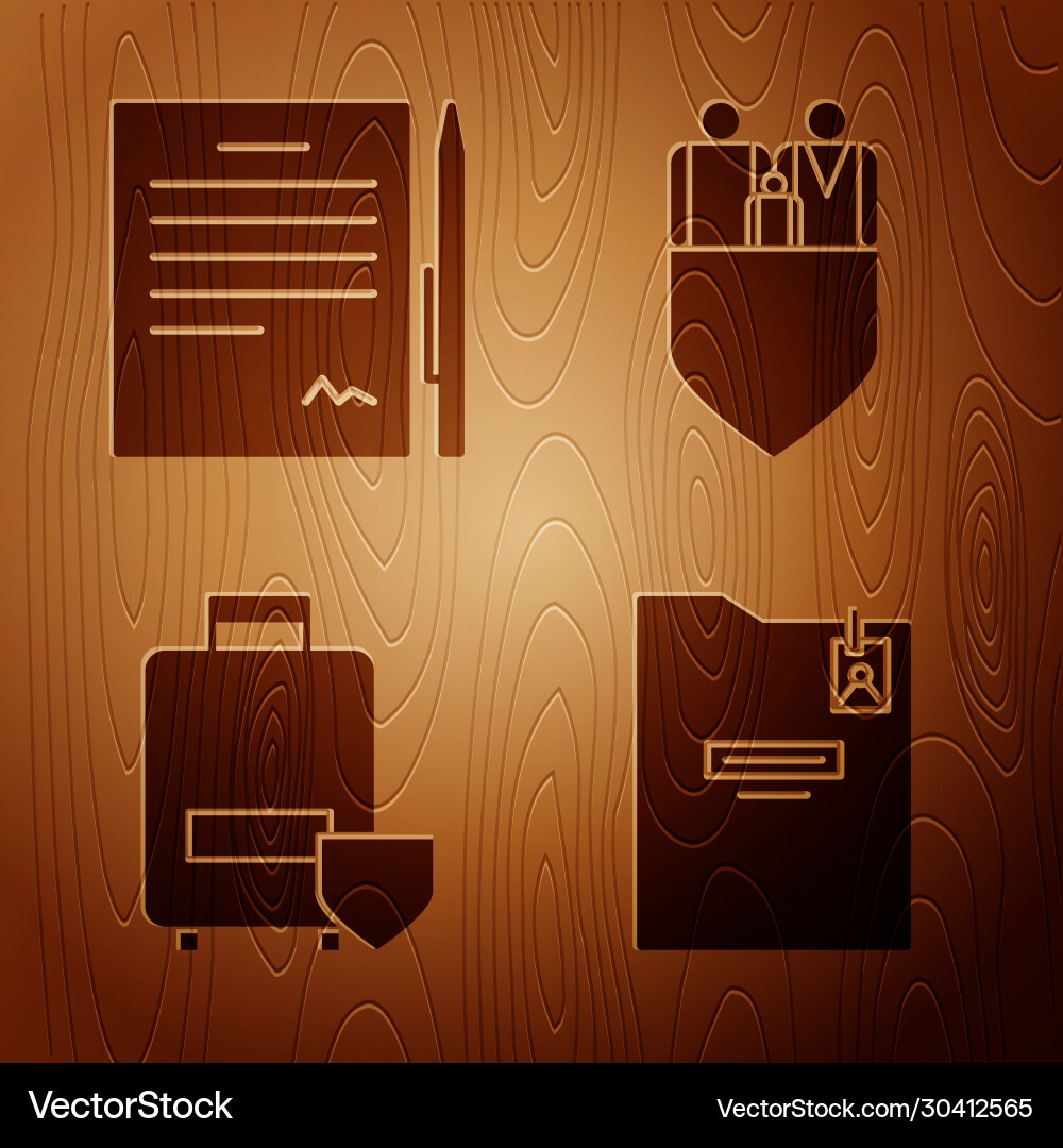 Set personal folder contract with pen traveling Vector Image