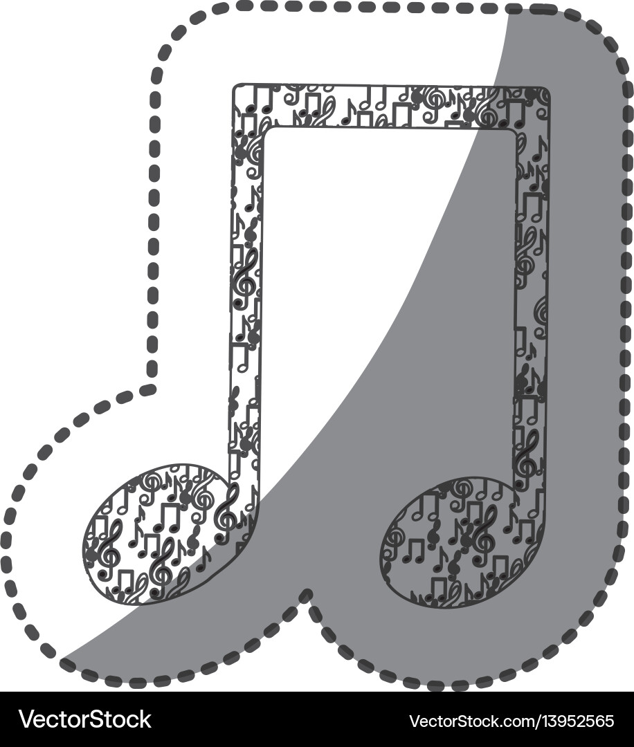 Sticker musical note monochrome silhouette formed Vector Image