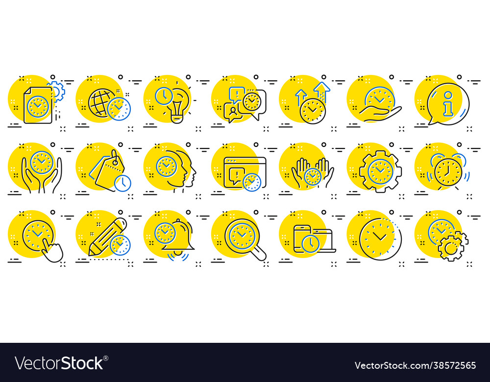 Time Management Line Icons Alarm Clock Timer Vector Image