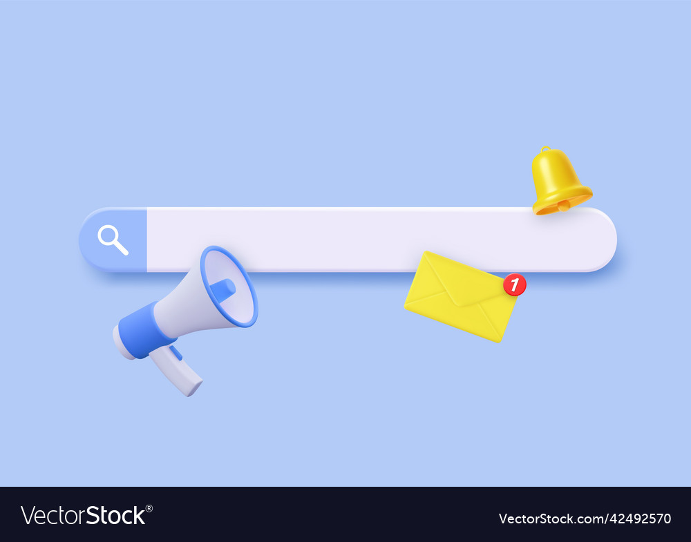 3d search bar design element Royalty Free Vector Image