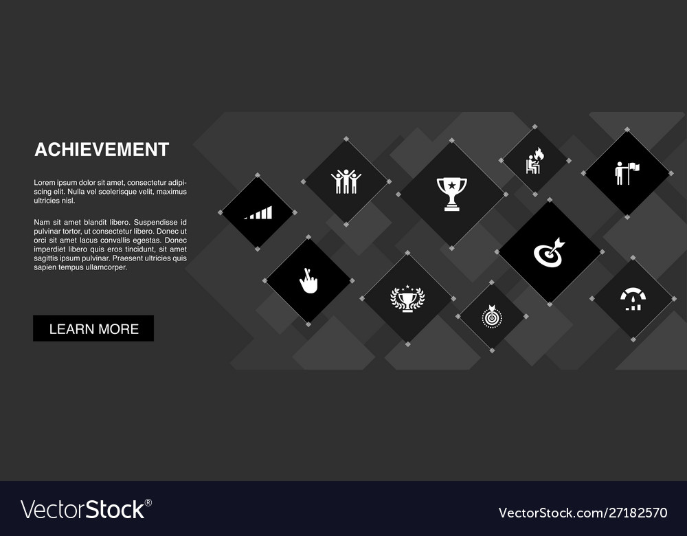 Achievement banner 10 icons conceptprogress Vector Image