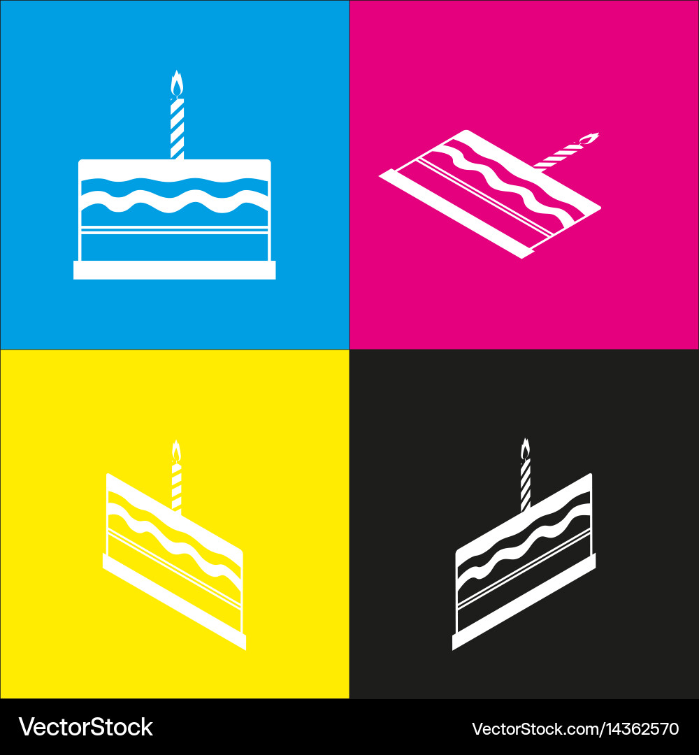 Birthday cake sign white icon Royalty Free Vector Image
