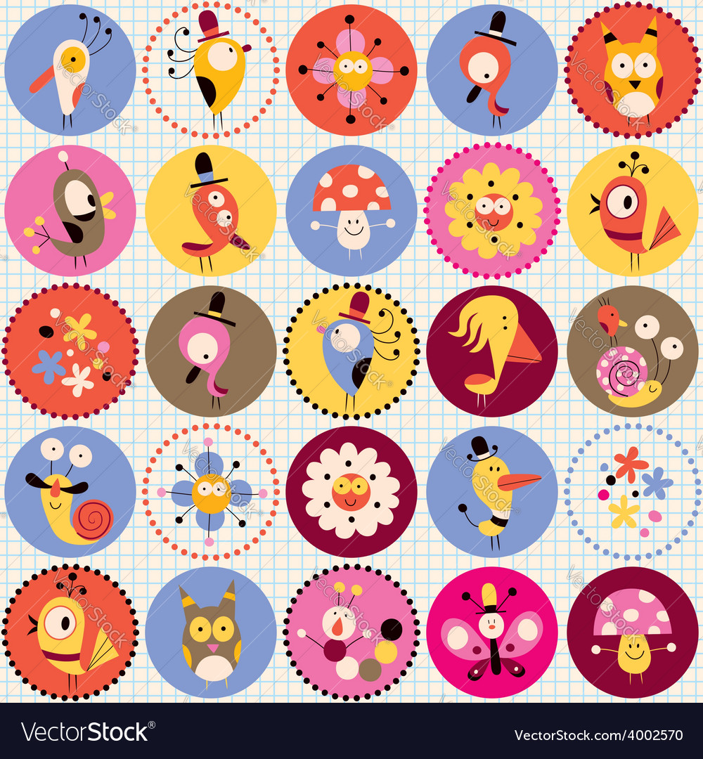 Cute characters pattern Royalty Free Vector Image