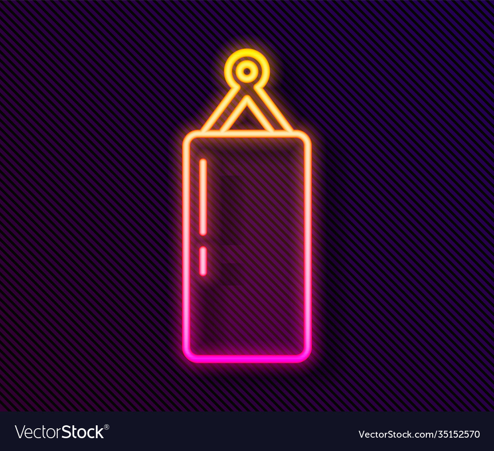 Glowing Neon Line Punching Bag Icon Isolated Vector Image
