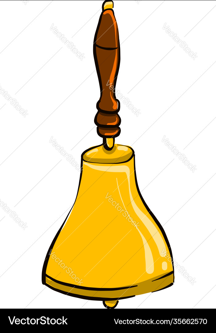 Golden hand bell on white background Royalty Free Vector