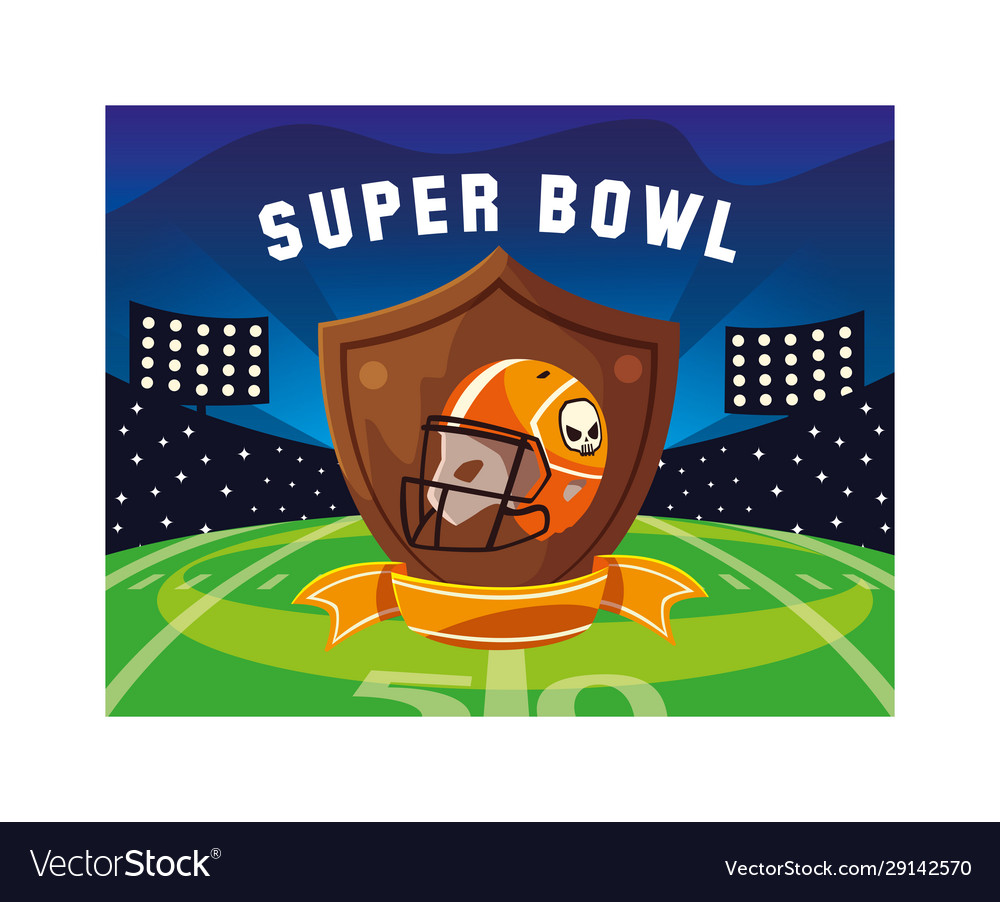 Helmet football american with super bowl label Vector Image