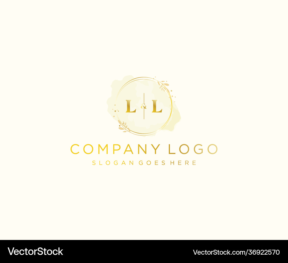 Initial ll letters colorful watercolor splash Vector Image