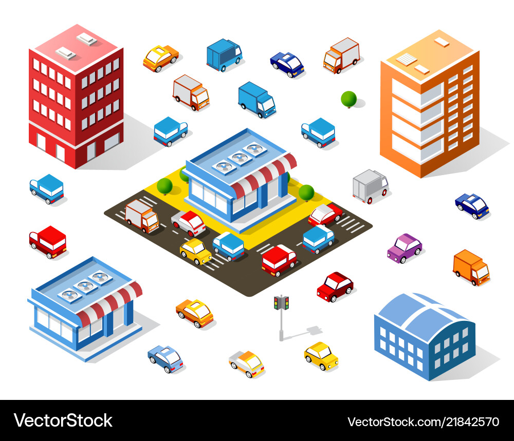 Isometric colorful 3d shop Royalty Free Vector Image