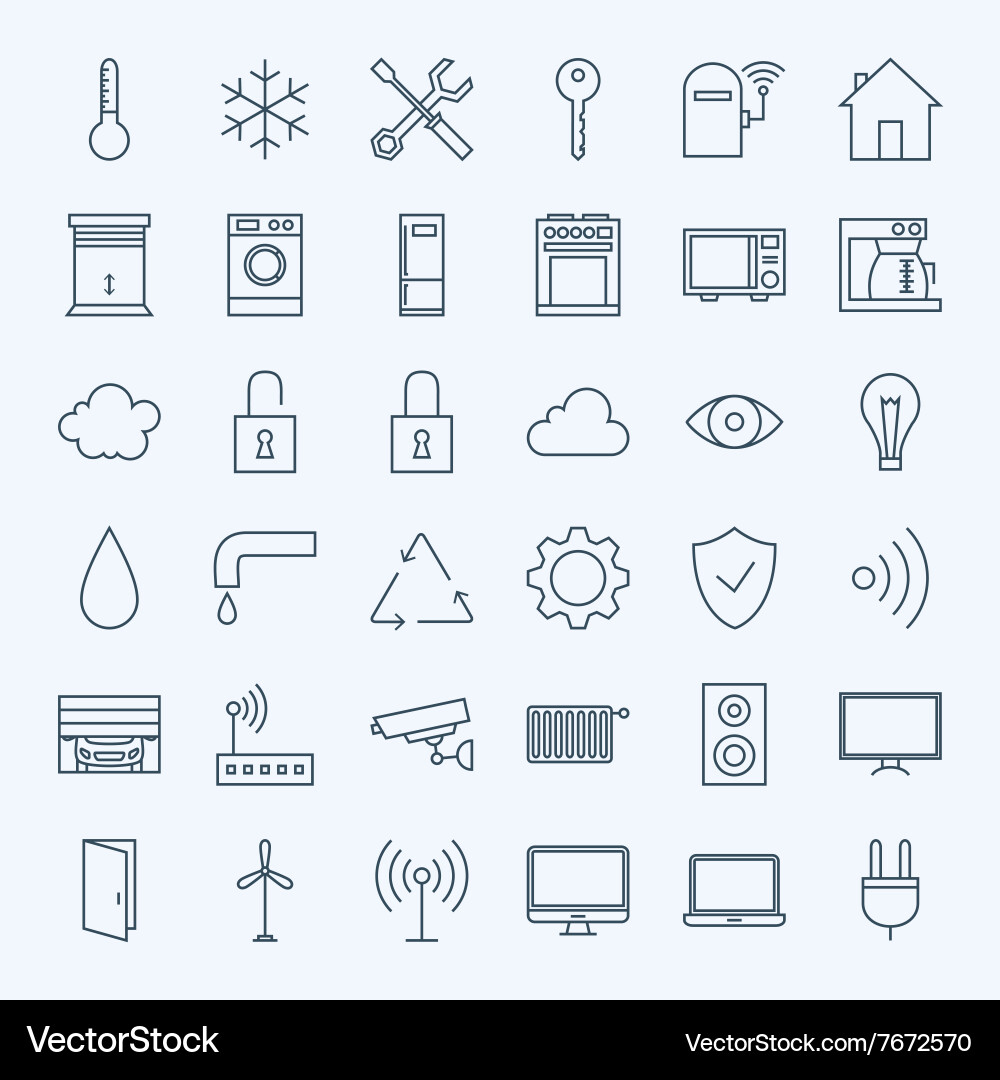 Line home technology icons set Royalty Free Vector Image