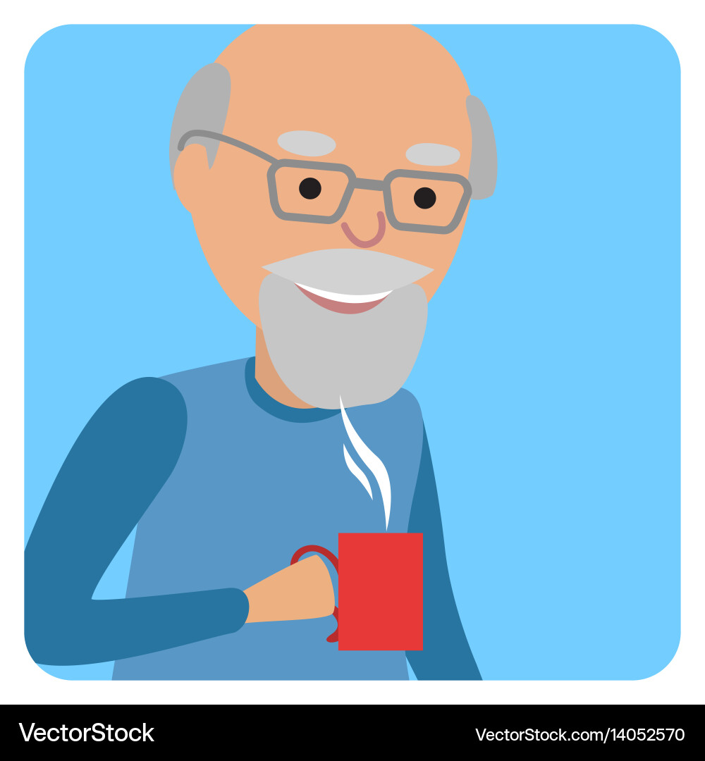 Man with cup in his hand drinking hot coffee Vector Image