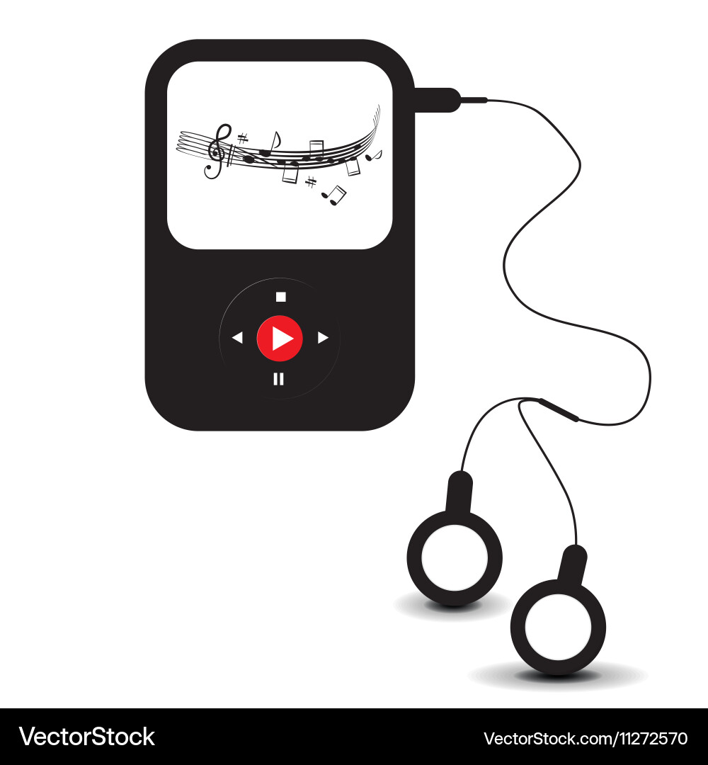 Mp3 player icon retro device with headphones Vector Image