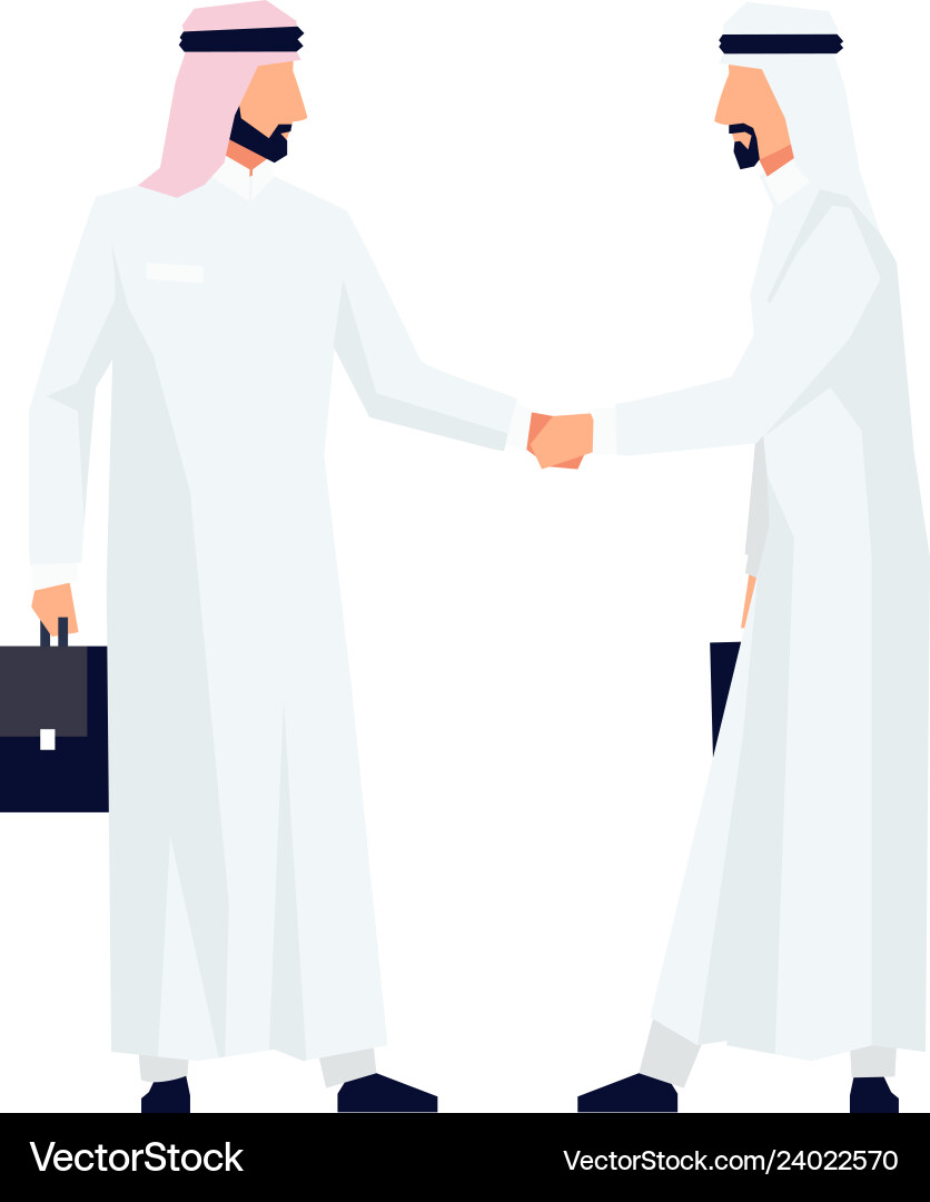 Muslim businessmen shake hands Royalty Free Vector Image
