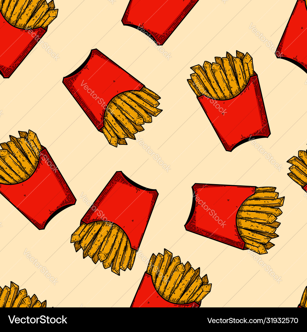 Seamless pattern with french fries design Vector Image